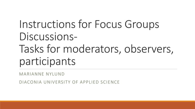 Focus Group Guidelines: Tasks for Moderators, Observers, Participants | PPTX | Education