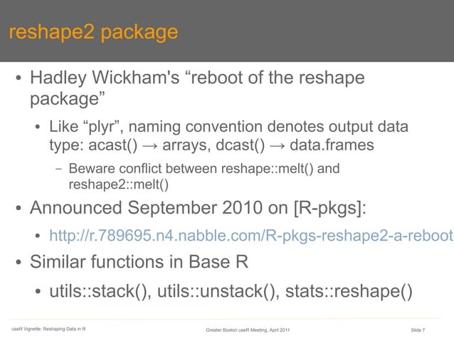 Reshaping Data in R | PDF