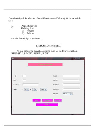 student application form Java Netbeans | PDF