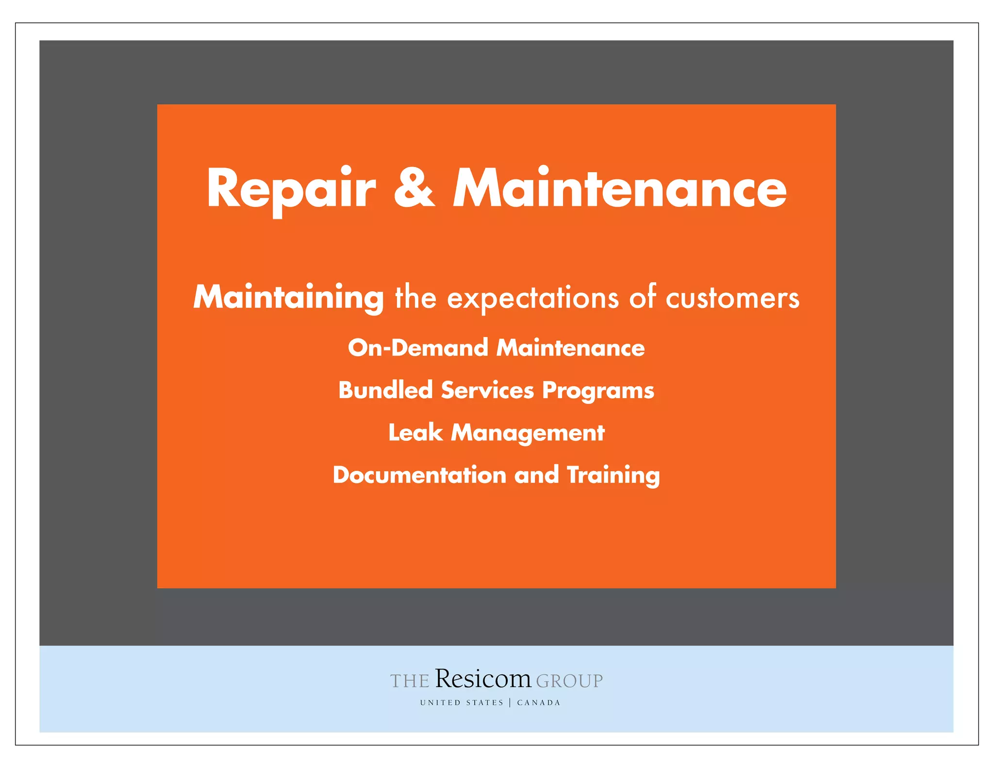 The Resicom Group Overview Presentation | PDF