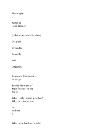 Residency 2 final assignment aligning research components matrix | DOCX ...