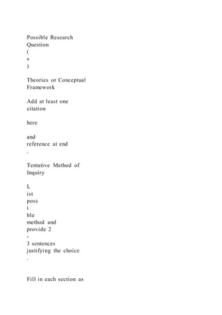 Residency 2 final assignment aligning research components matrix | DOCX ...