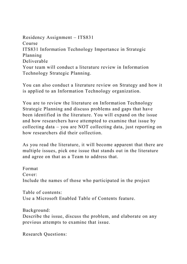 Residency Assignment – ITS831CourseITS831 Information Technolo.docx