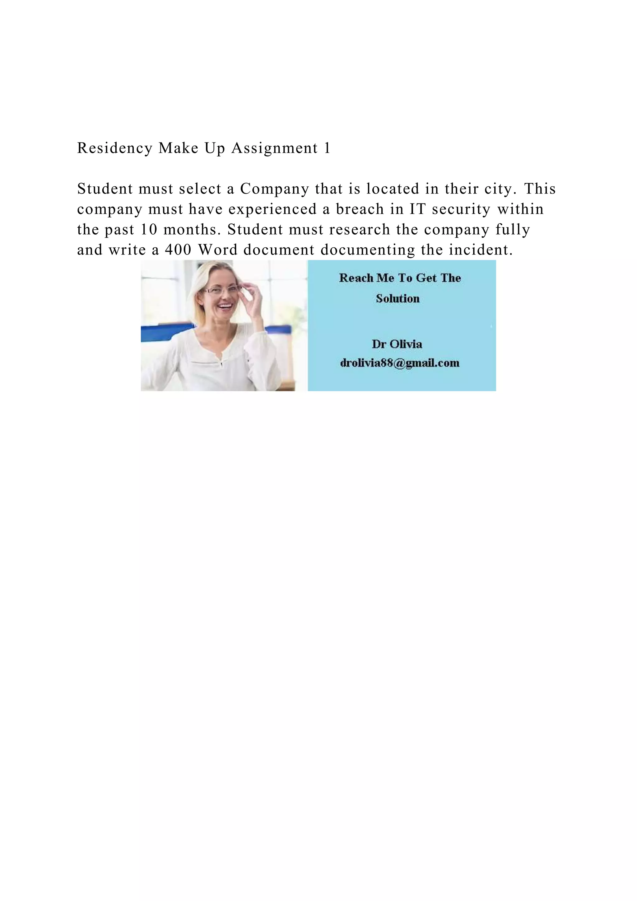 Residency Make Up Assignment 1Student must select a Company .docx