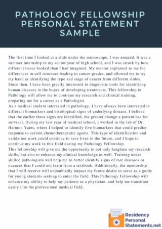 Residency personal statement examples