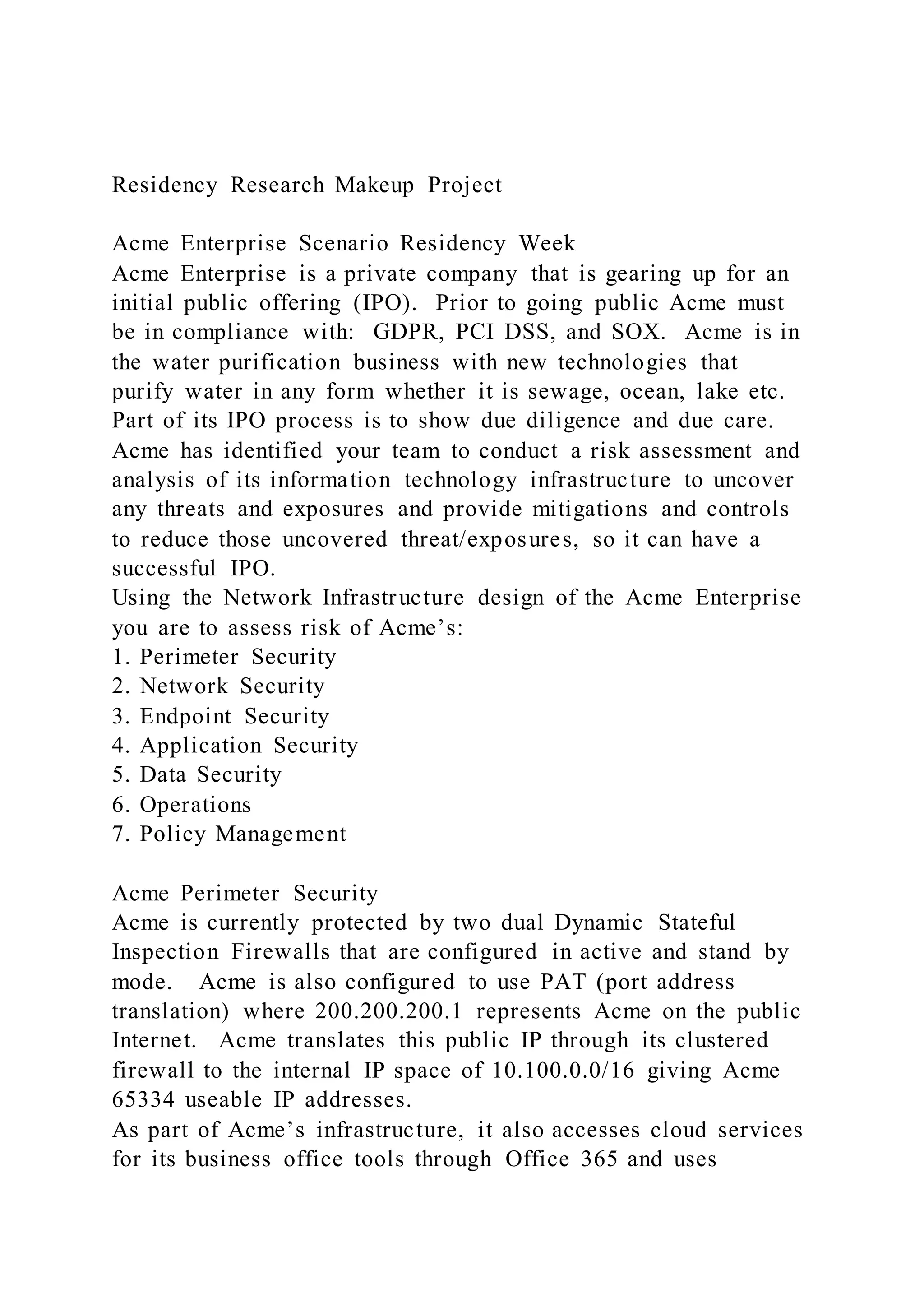 Residency research makeup project acme enterprise scenario resi | DOCX