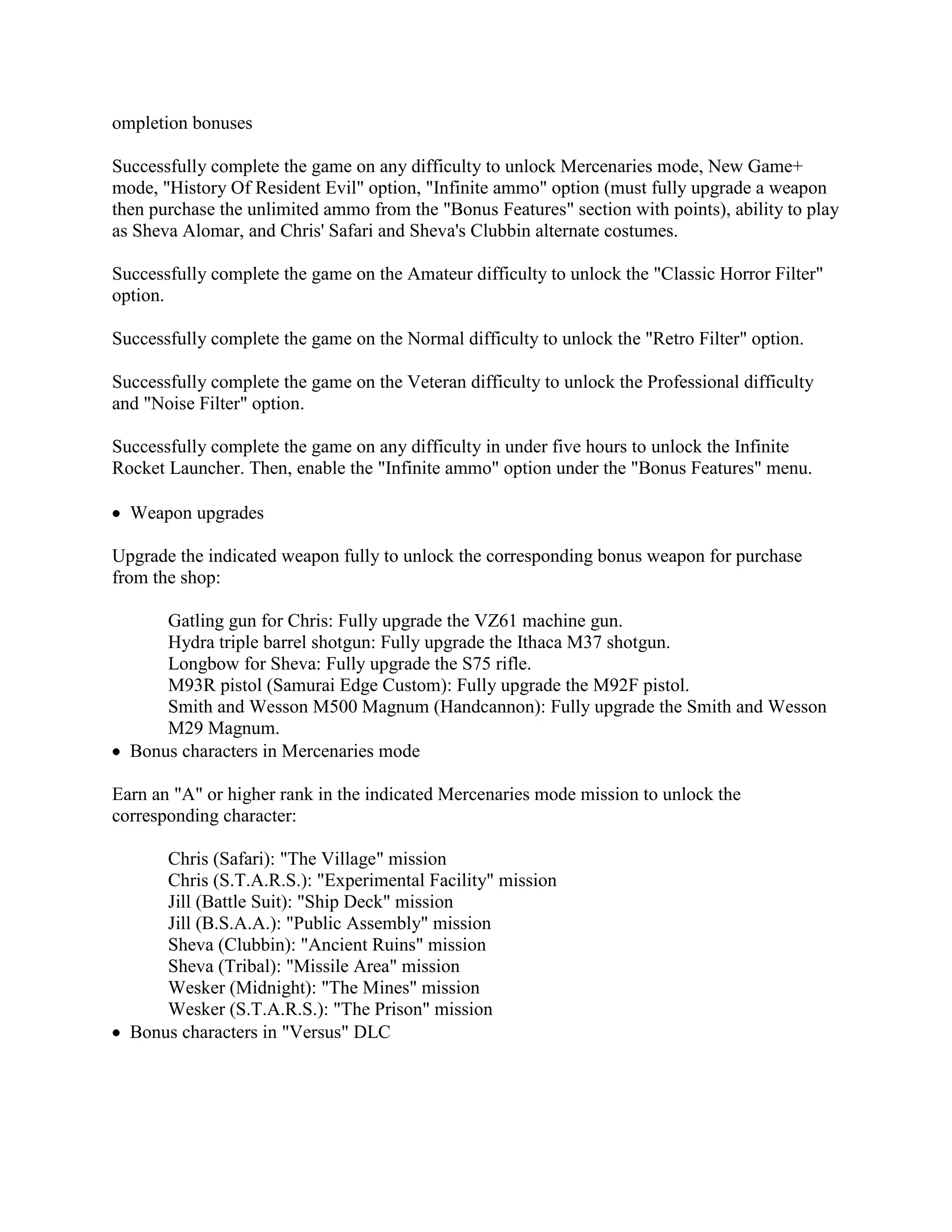 Resident evil 5 cheat codes guide | DOCX