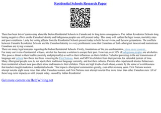 Residential Education In Residential Schools | PDF