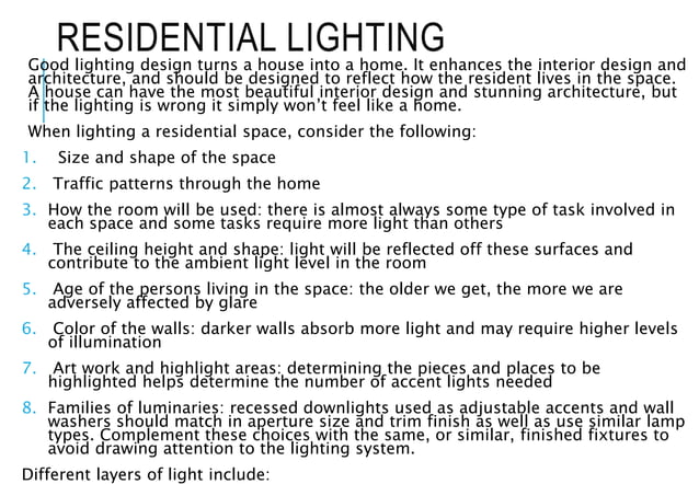 Residential lighting, lighting dimensions | PPT