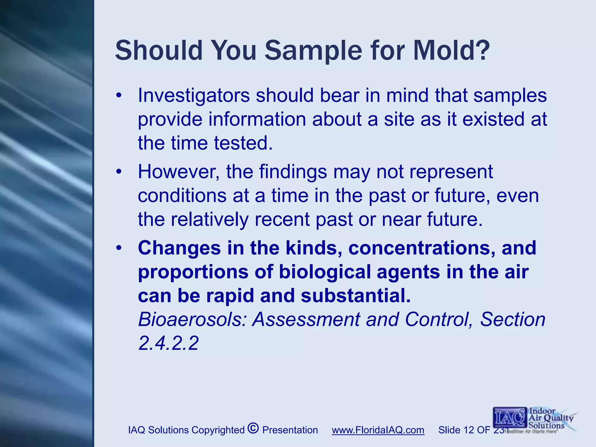 Residential Mold Assessment ASTM D7338 IAQS Abbreviated Version | PPSX