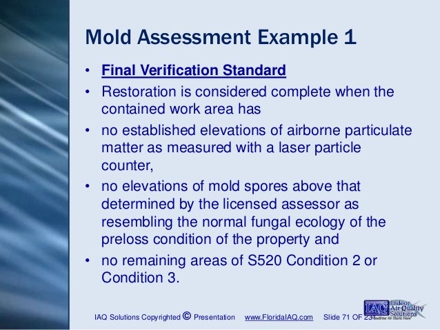 Residential Mold Assessment ASTM D7338 IAQS Abbreviated Version