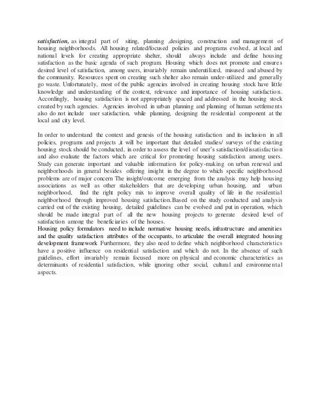 Residential Satisfaction as an option to Promote Quality Housing | DOCX