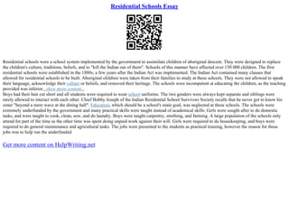Residential School Essay | PDF