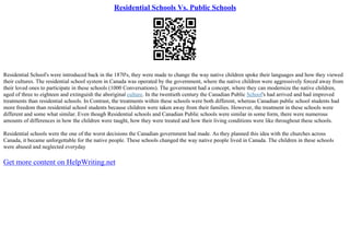 Residential Schools Essay | PDF | Education