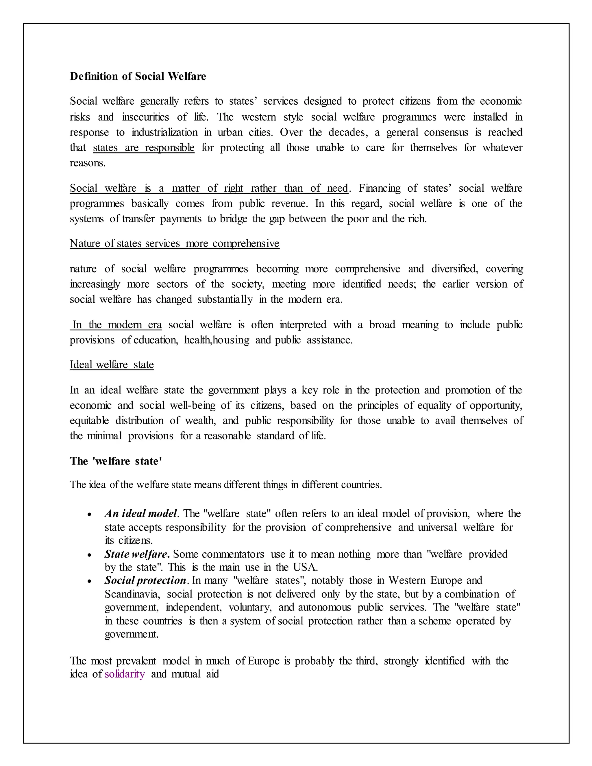 Residual and institutional view of social welfare | DOCX