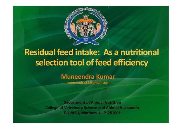 Residual feed intake...muneendra kumar | PDF