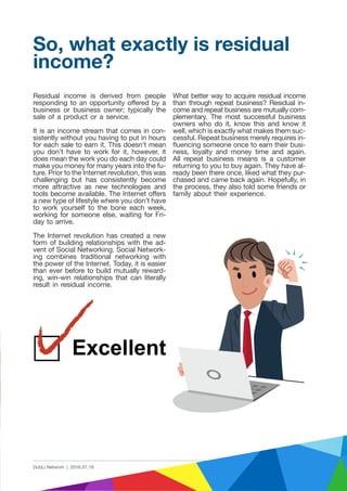 Dubli Network | Residual Income Means Repeat Business | PDF