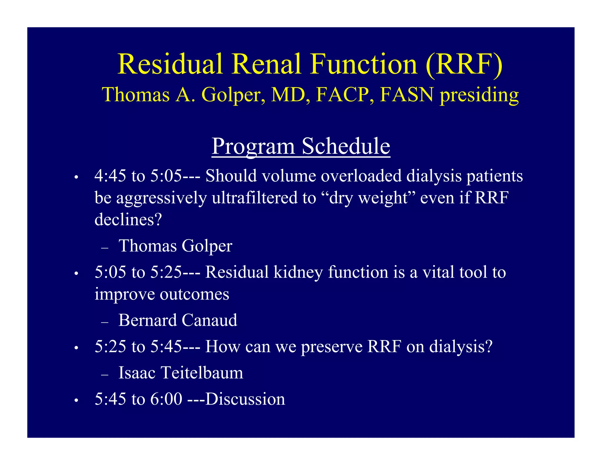 Residual renal function.dr.Golper | PDF