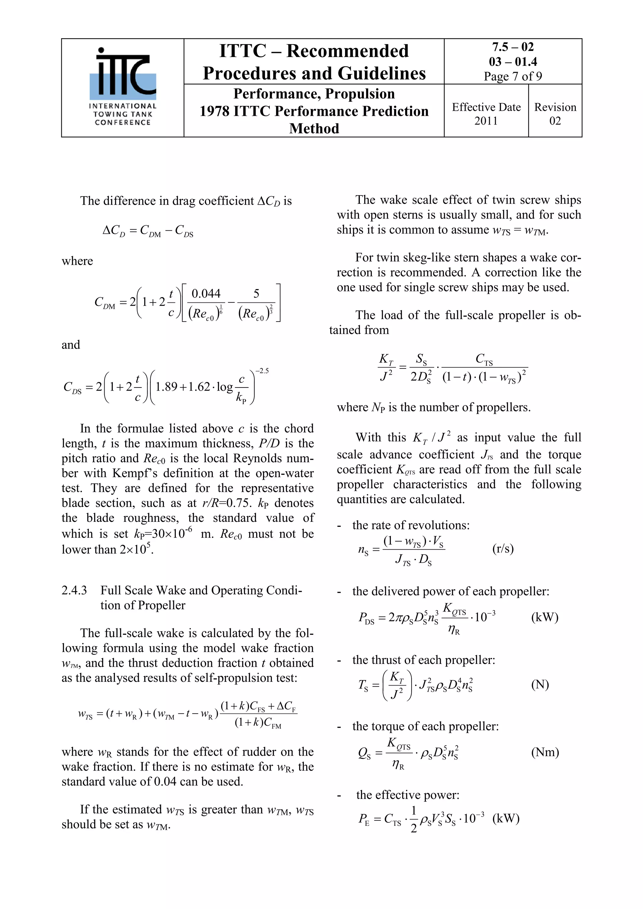 Residual resistance ittc | PDF