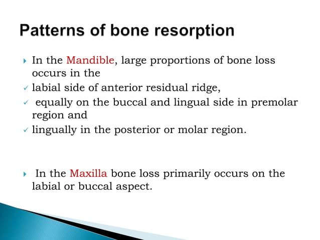 Residual ridge resorption | PPTX | Bone and Joint Conditions | Diseases ...