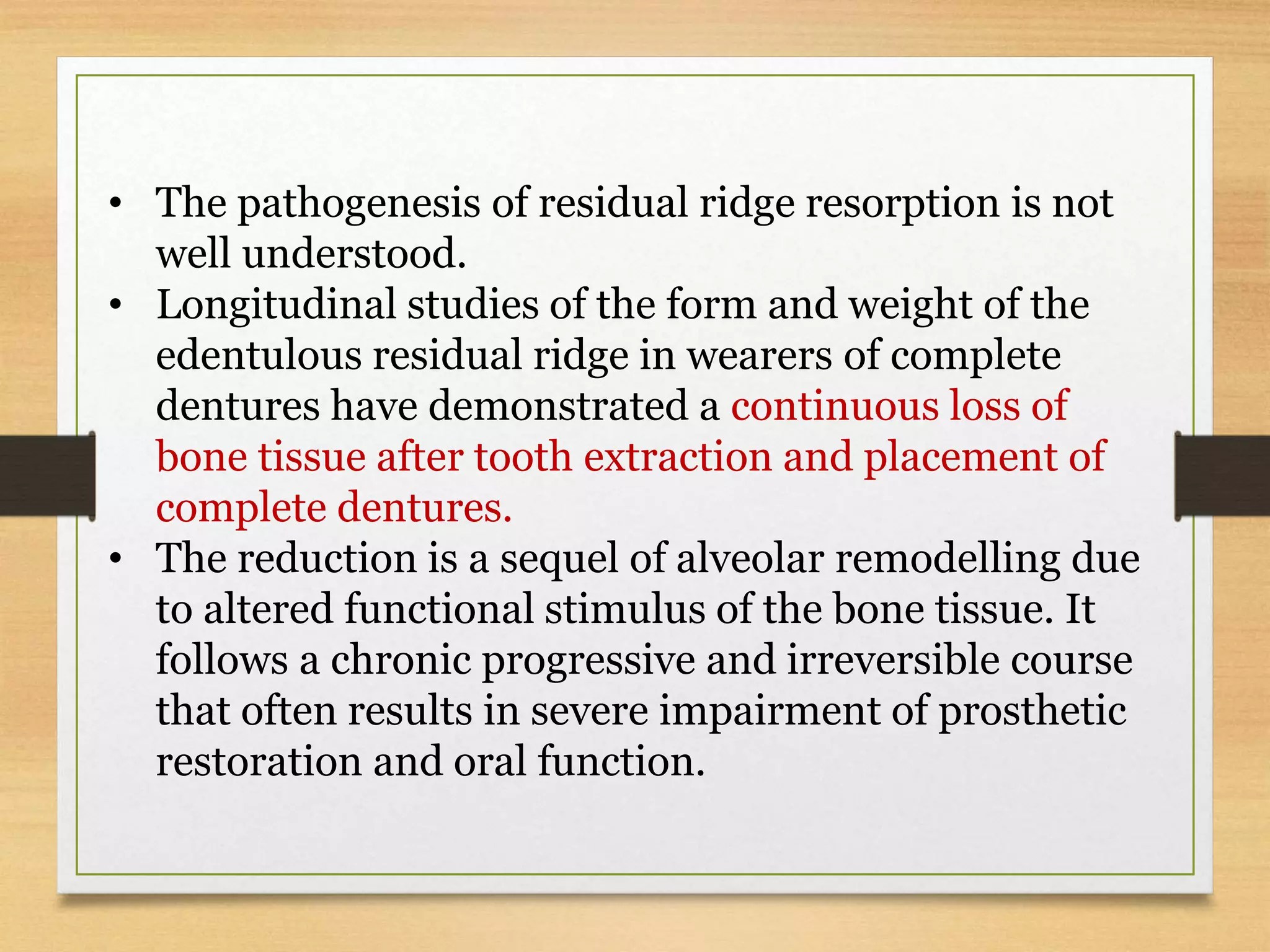 Residual ridge resorption | PPTX