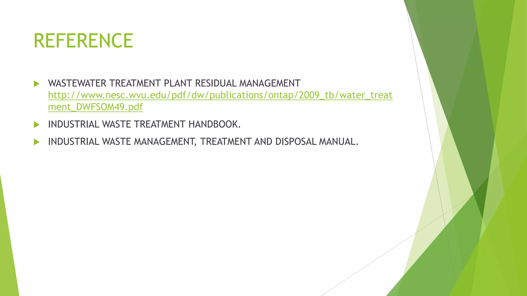 Residuals of industrial wastewater treatment | PPT
