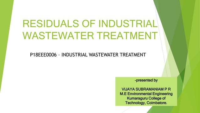 Residuals of industrial wastewater treatment | PPT