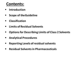 Residual solvents | PPTX | Pharmaceutical Drugs | Medical Health