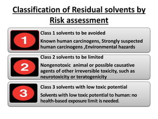Residual solvents | PPTX | Pharmaceutical Drugs | Medical Health