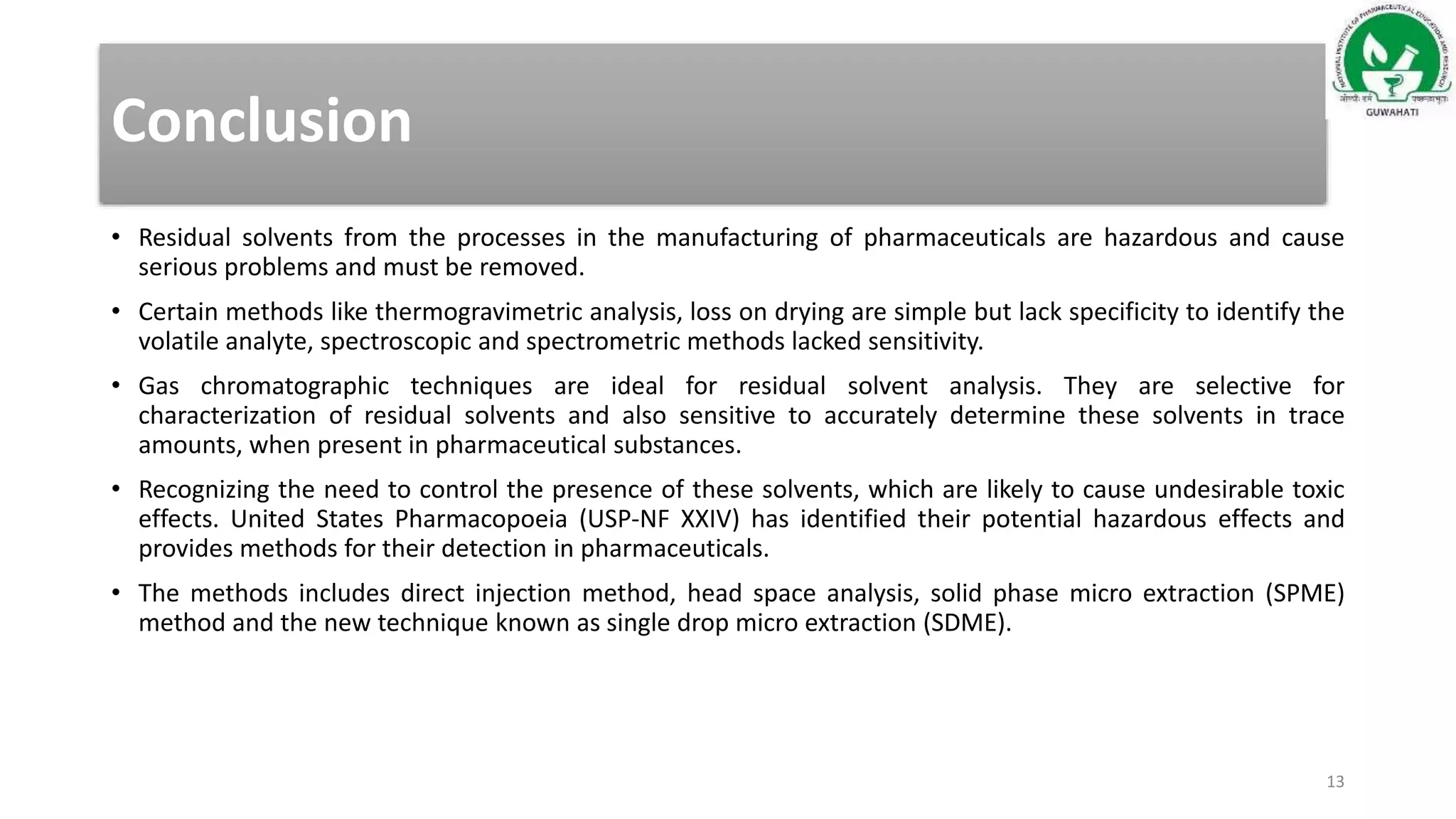 Residual Solvents, USP | PPTX