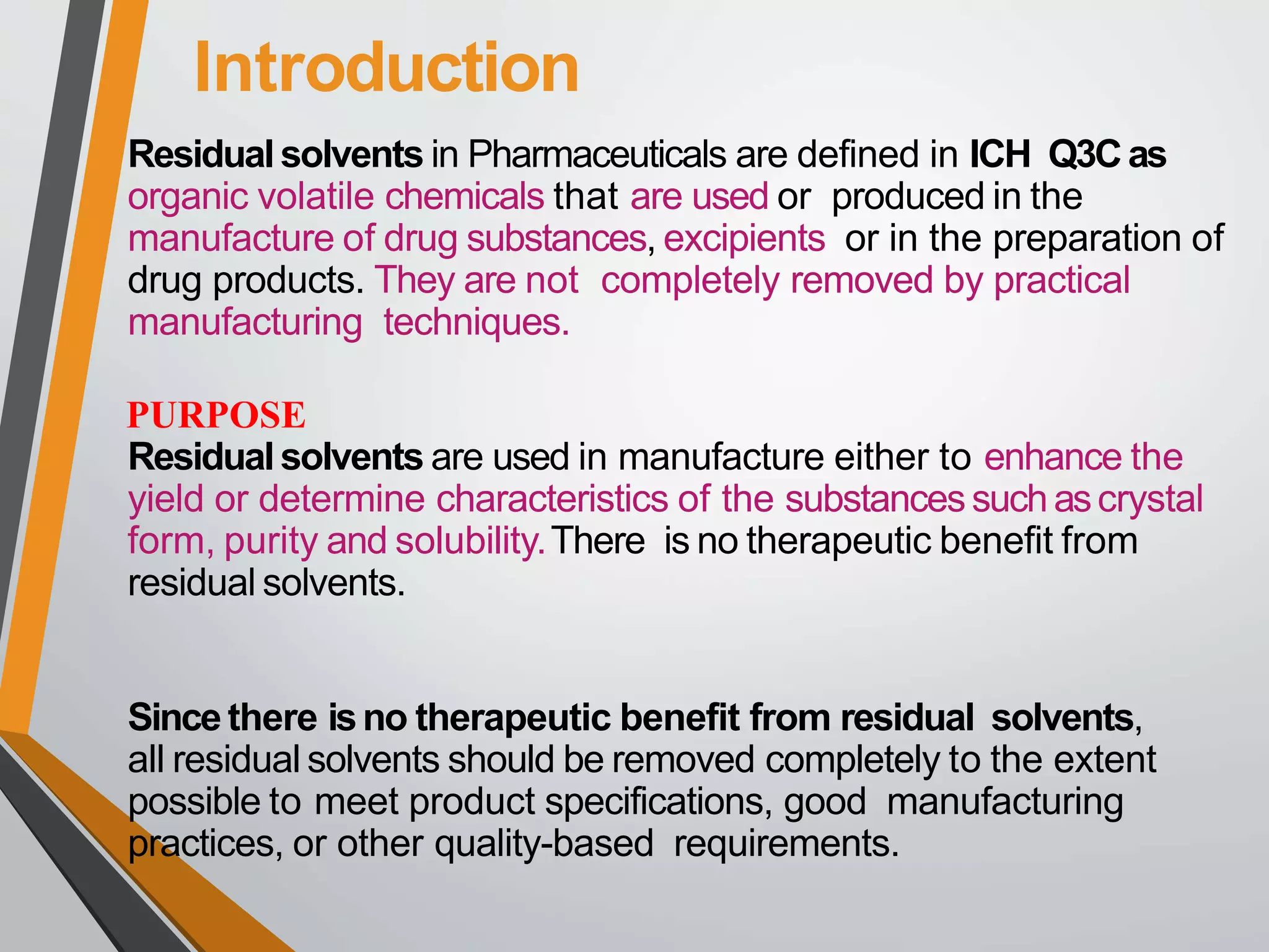 Residual solvents as impurities | PPTX