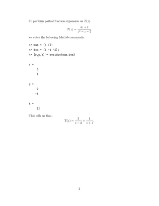 Residues in MATLAB | PDF