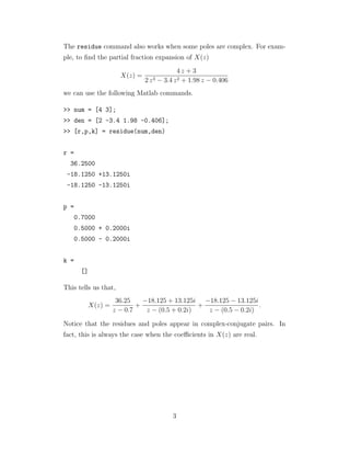 Residues in MATLAB | PDF
