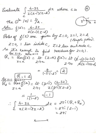 Residues and poles ,contour integration type i integrals | PDF | Free ...