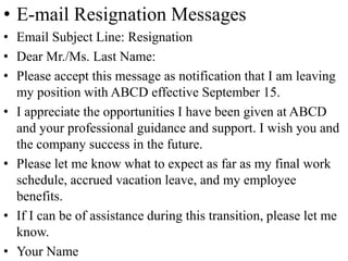 Resignation letter | PPTX