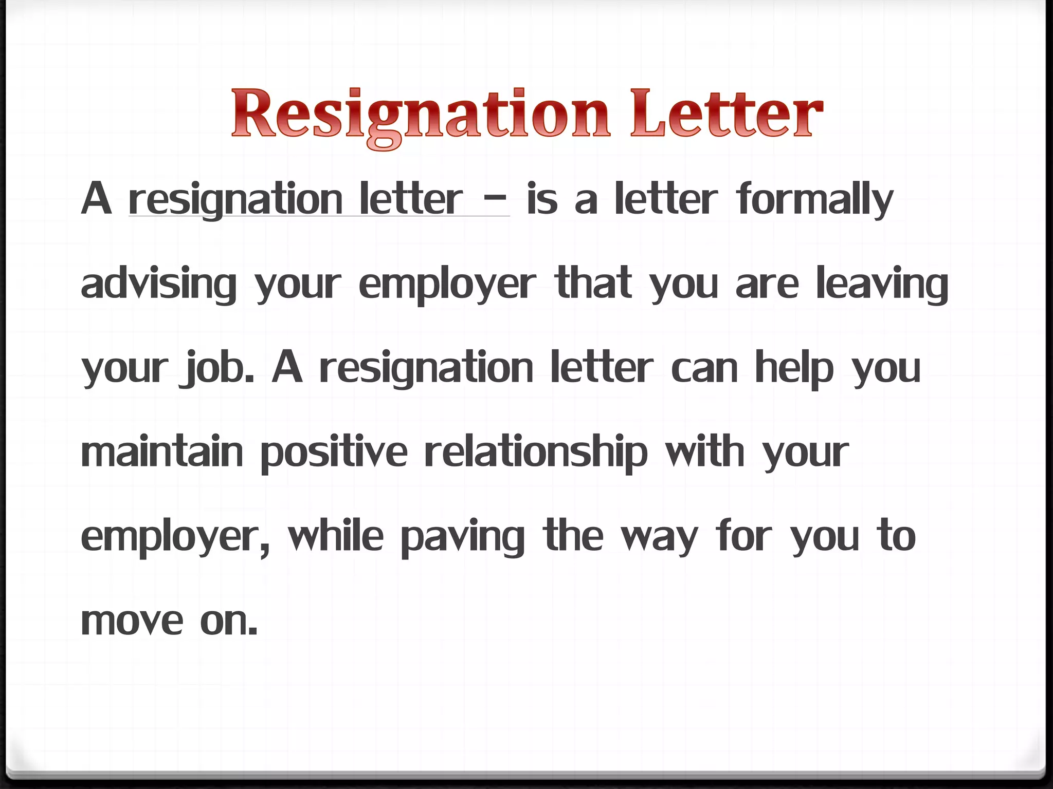 Resignation letter (powerpoint) | PPTX
