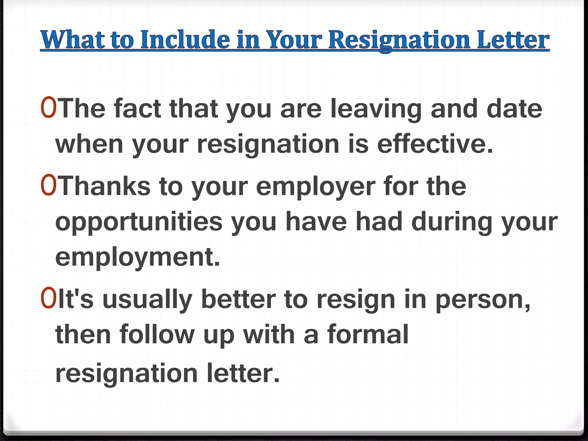 Resignation letter (powerpoint) | PPTX
