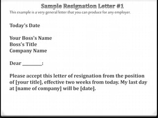Resignation letter (powerpoint) | PPTX
