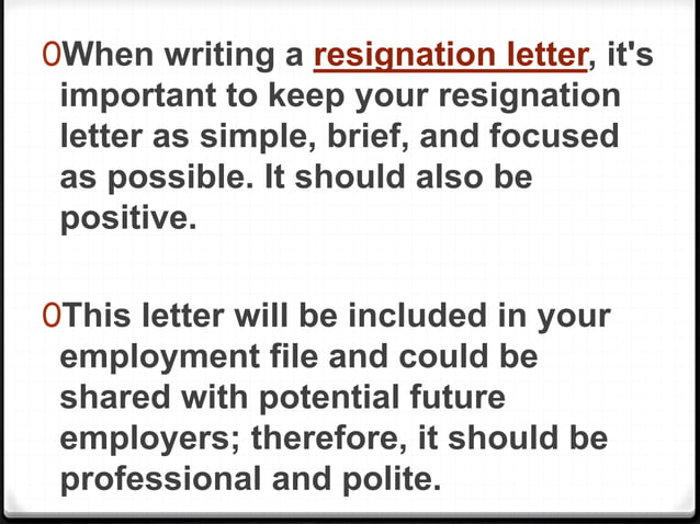 Resignation letter (powerpoint) | PPTX