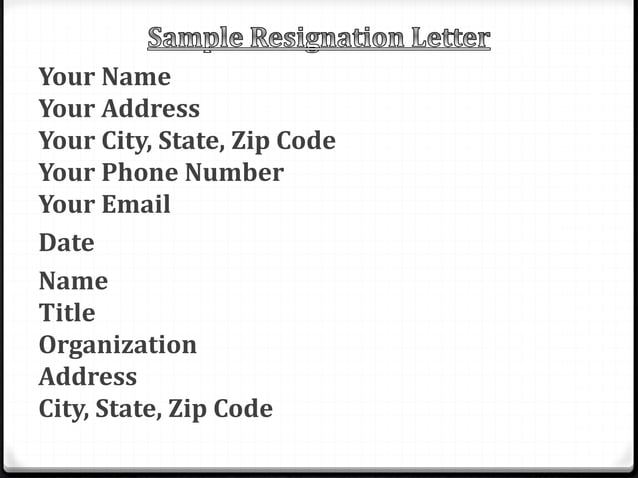 Resignation letter (powerpoint) | PPTX