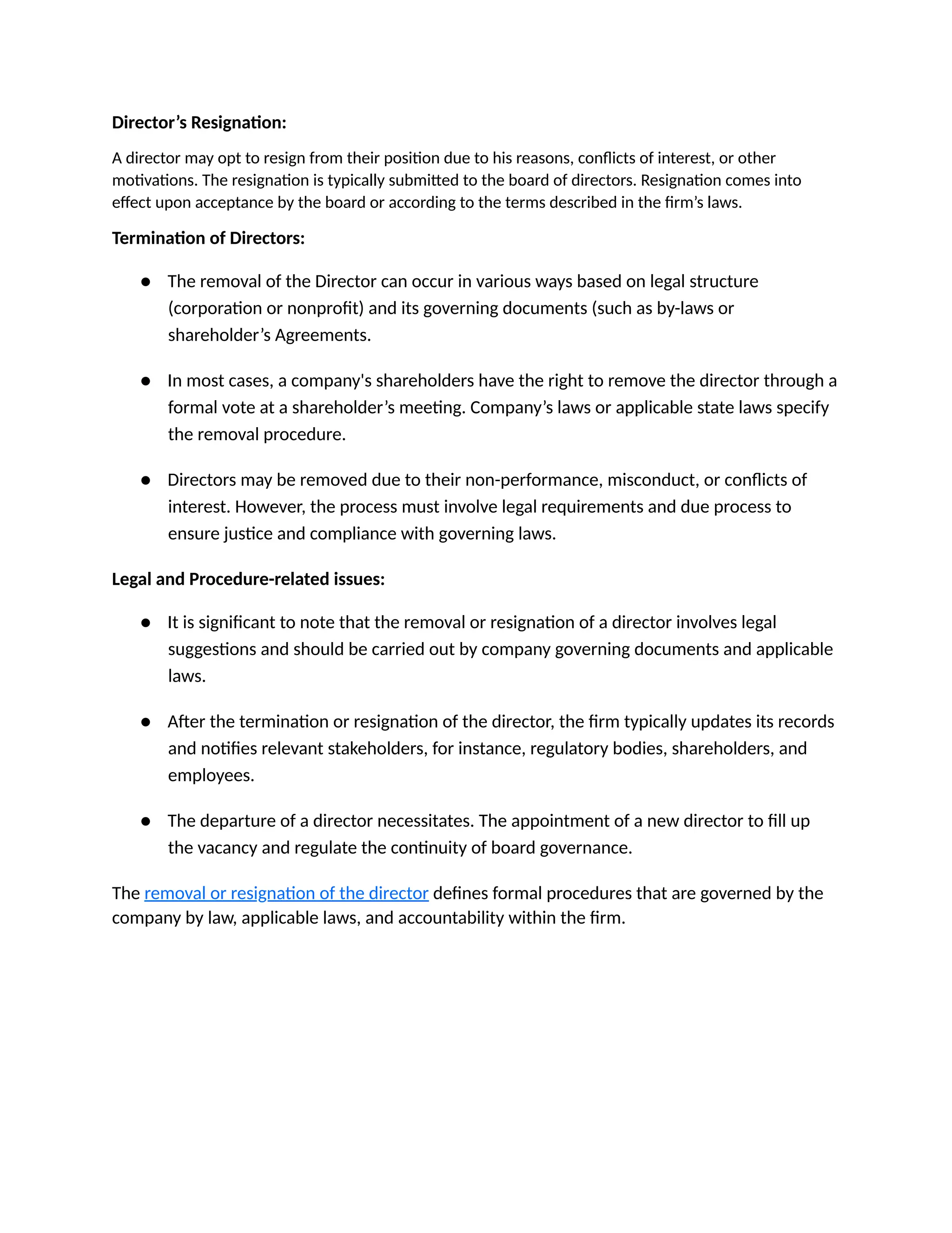 Resignation or Removal of Director pdf | PDF