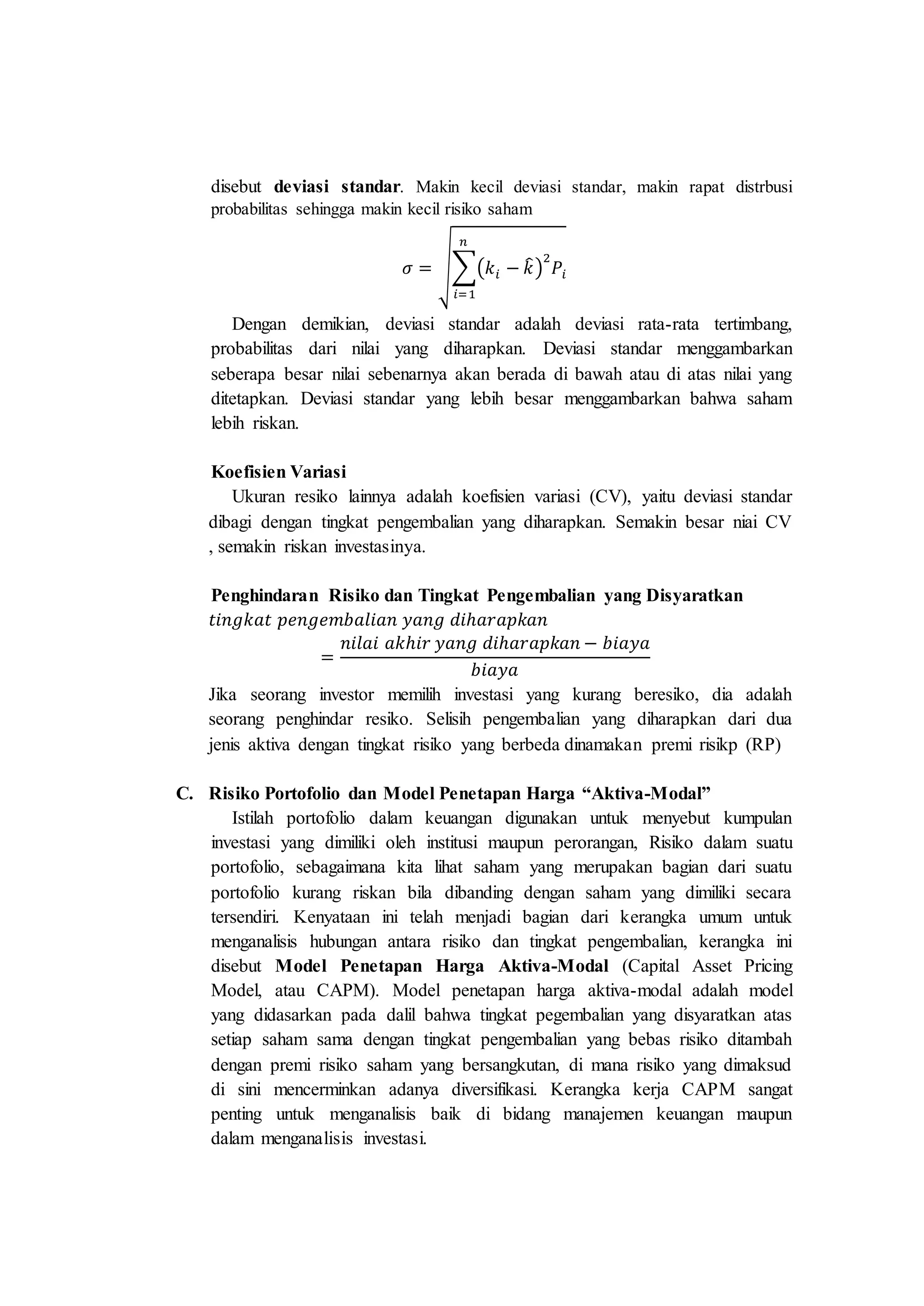 Resiko investasi dan teori portofolio | DOCX