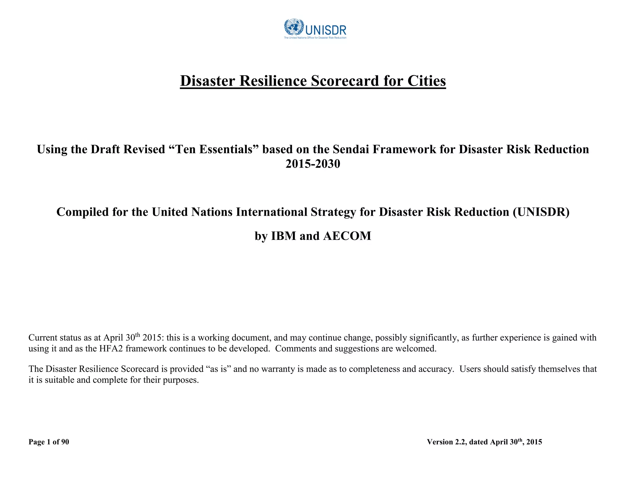 Disaster Resilience Scorecard for Cities | PPT