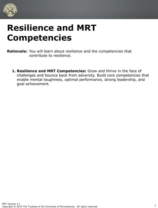Handout for Resiliency Training (VTT) | PDF