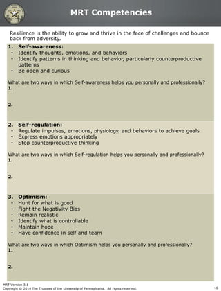 Handout for Resiliency Training (VTT) | PDF