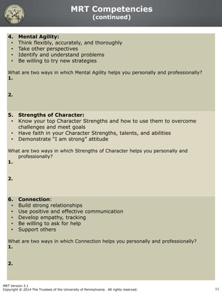 Handout for Resiliency Training (VTT) | PDF