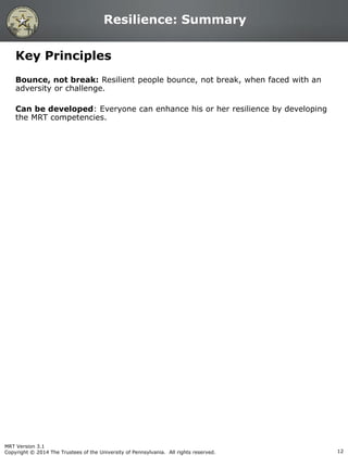 Handout for Resiliency Training (VTT) | PDF