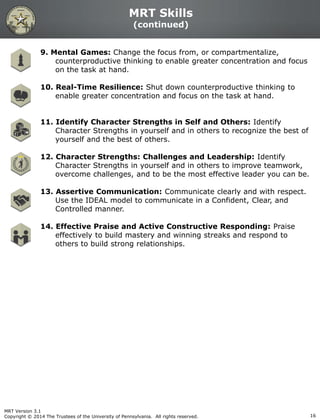 Handout for Resiliency Training (VTT) | PDF