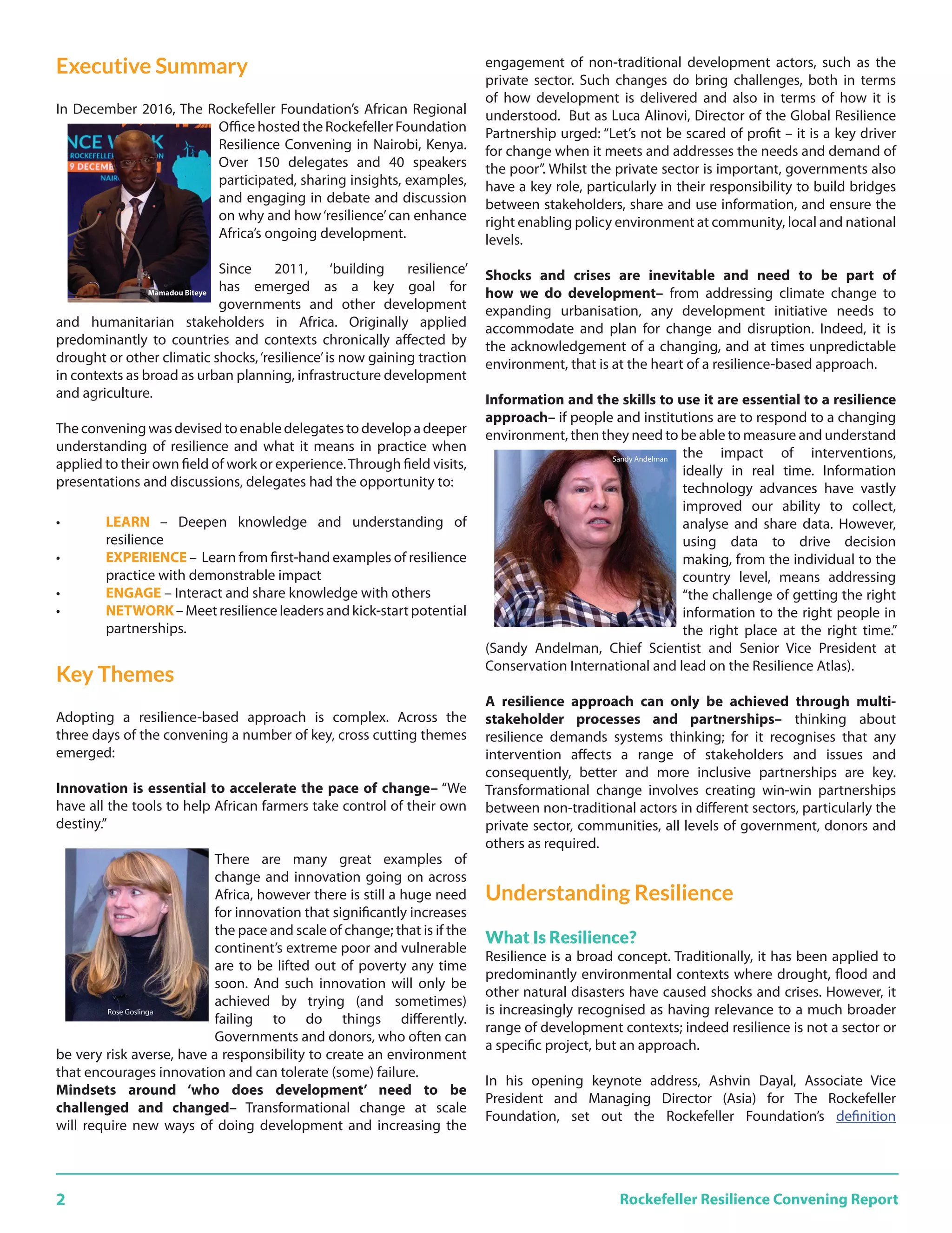 Resilience Week 2016 Hosted by The Rockefeller Foundation | PDF