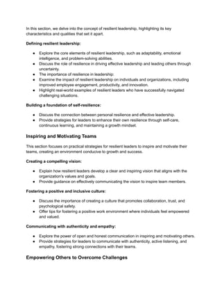 Resilient Leadership_ Inspiring and Empowering Others in the Face of ...